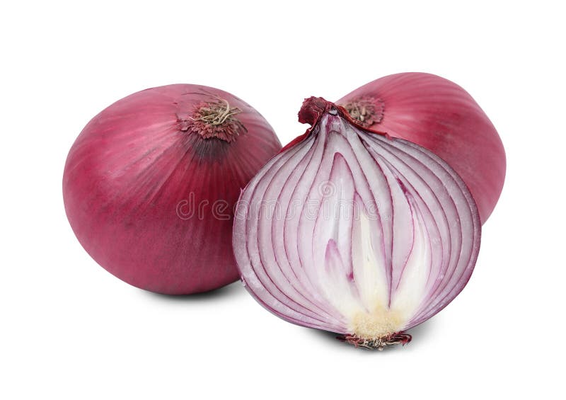 Ripe Fresh Red Onions Isolated on White Stock Photo - Image of nutrient ...