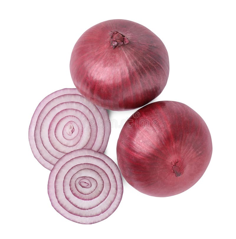 Ripe Fresh Red Onions Isolated on White, Top View Stock Photo - Image ...