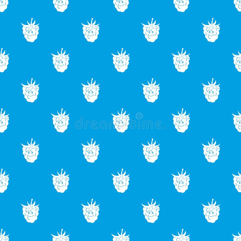 Ripe Fresh Smiling Raspberry Pattern Seamless Blue Stock Vector ...