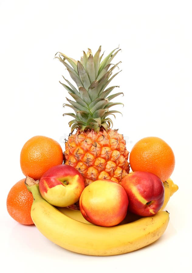 Ripe Fruit on the Grass in the Garden. Peaches, Plums Stock Image ...