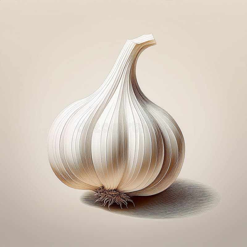 Ripe Garlic with Soft Shadows Stock Illustration - Illustration of ...