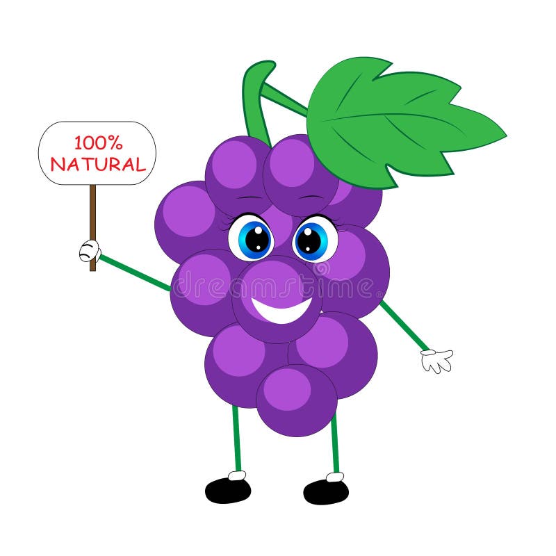 Ripe Grape Cartoon Illustration Vector. Organic Fruit Stock Vector ...
