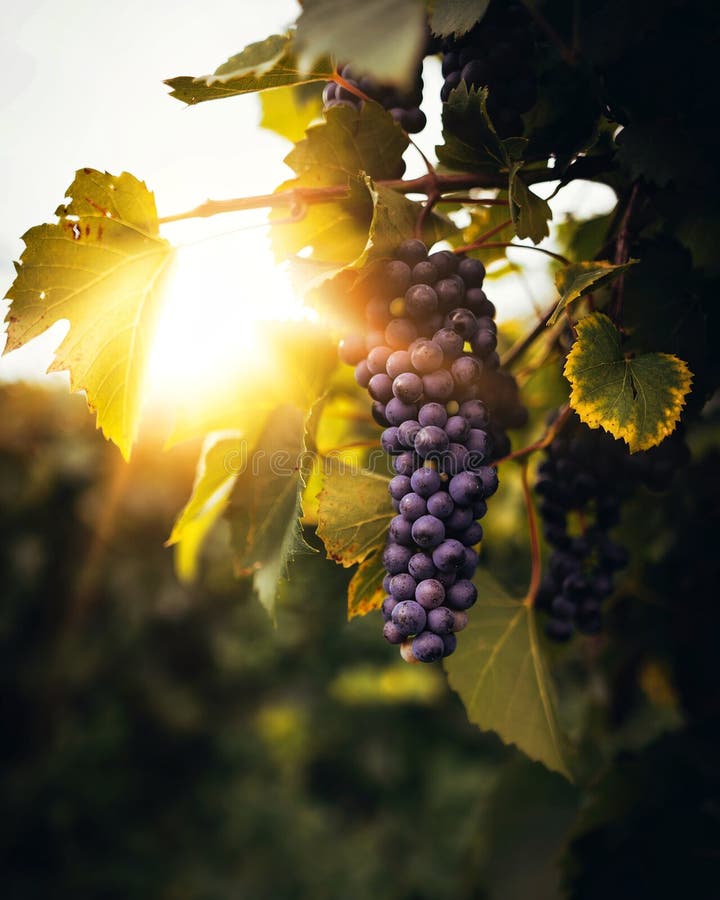 Grape Ripe on the Vine Hanging Off the Tree in the Sun Stock Image ...