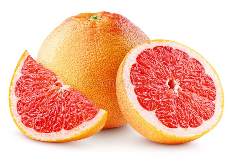 Wedge of Pink Grapefruit Citrus Fruit Isolated on White Stock Image ...