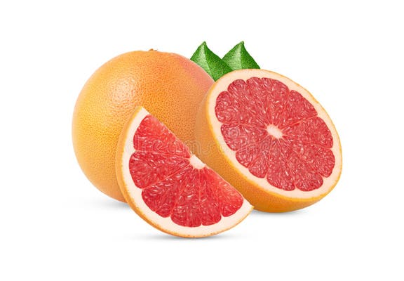 Ripe Grapefruit and Cut in a Half Isolated with Standing Grapefruit ...