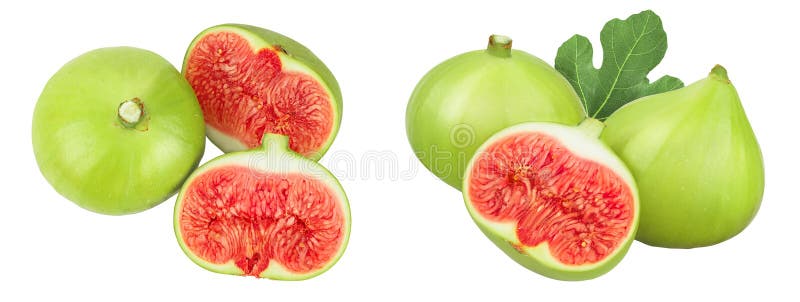 Ripe Green Fig Fruit Isolated on White Background. Top View. Flat Lay ...