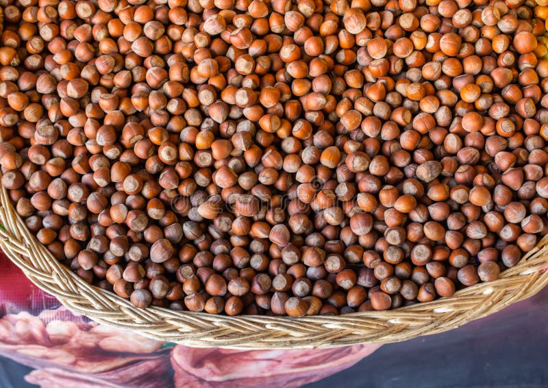 Ripe Hazelnuts with Shells As Food Background in View Stock Image ...