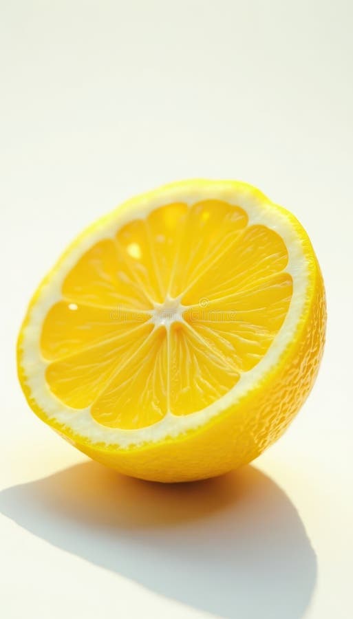 Ripe Lemon Cross Section, Sunlit, White Backdrop , Juicy, Sour Stock ...