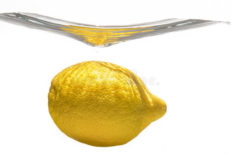 Ripe Lemon Fruit in Water on a White Background Stock Photo - Image of ...