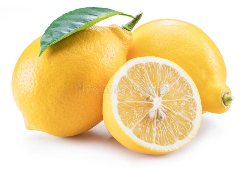 Ripe Lemon with Slices and Leaves. Stock Photo - Image of vitamin ...