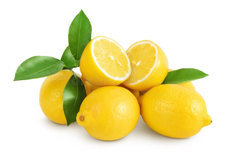 Ripe Lemon with Half Isolated on White Background with Full Depth of ...