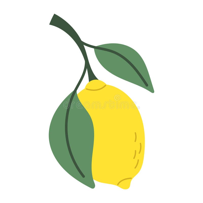 Ripe Lemon with Leaves on a Branch. Vector Stock Illustration ...