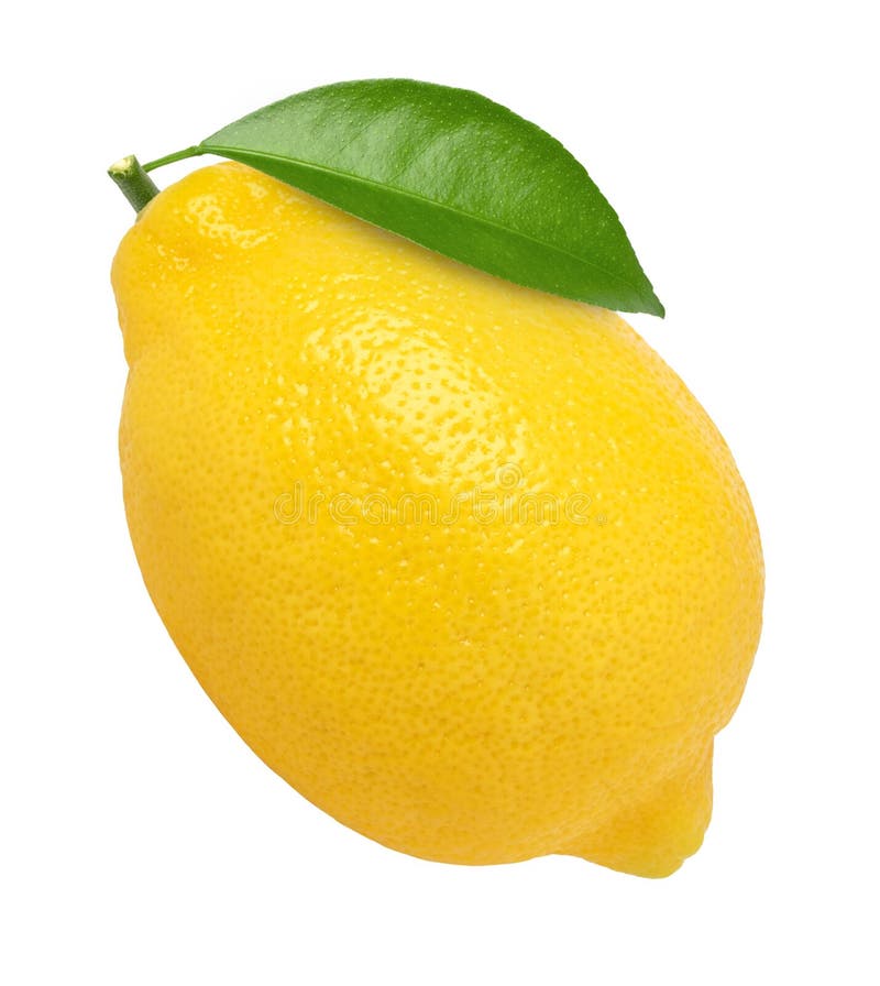 Ripe Lemon with Leaves Isolated on White Background Stock Photo - Image ...
