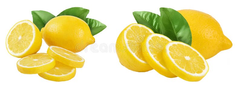 Ripe Lemon Slices Isolated on White Background with Full Depth of Field ...