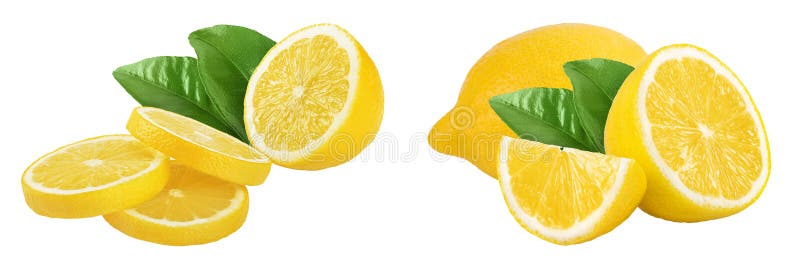 Ripe Lemon Slices Isolated on White Background with Full Depth of Field ...