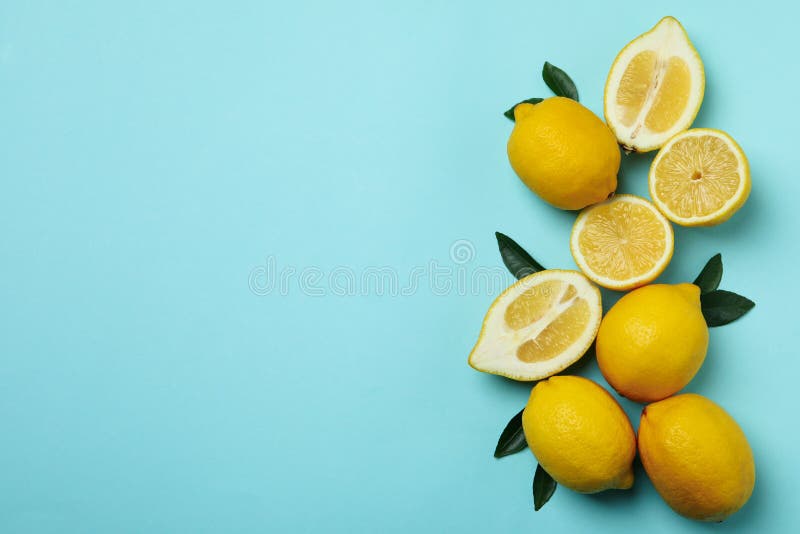 Lemons in blue water stock image. Image of healthy, food - 1087243