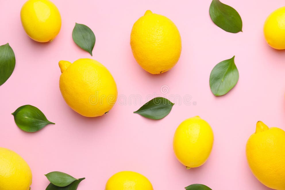 Ripe Lemons on Color Background Stock Photo - Image of juicy, pattern ...