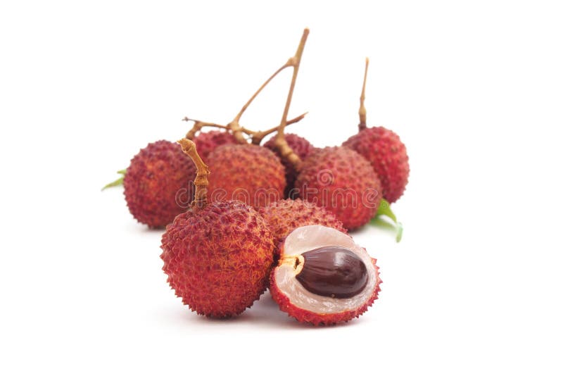 Ripe lychee fruit stock photo. Image of leafy, details - 17476044