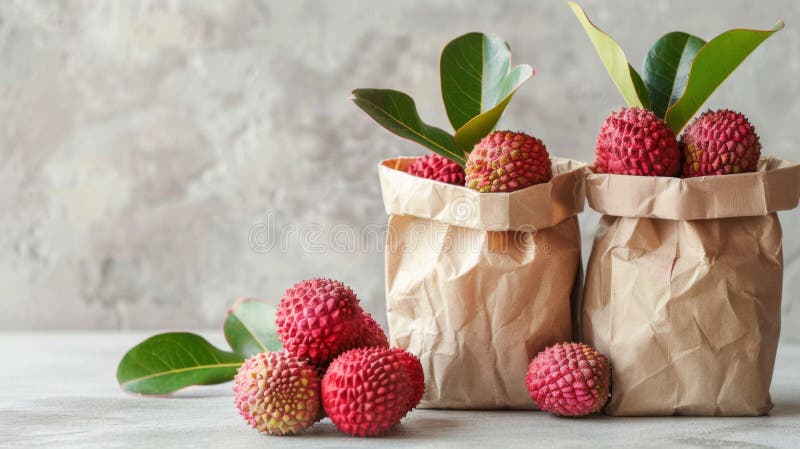 Ripe lychees in paper bag stock photo. Image of fresh - 326668494