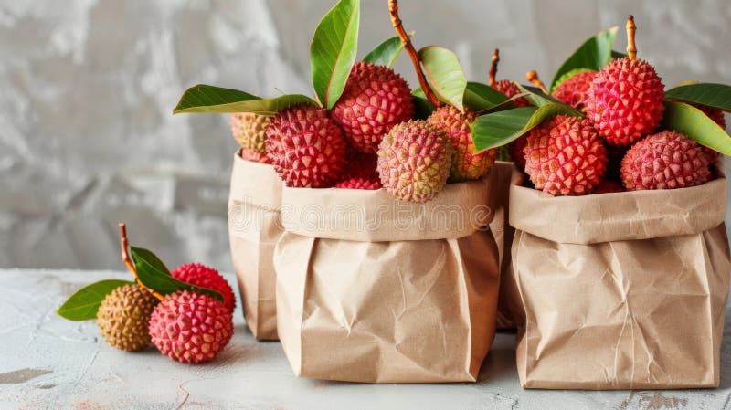 Ripe lychees in paper bag stock image. Image of delicious - 326720201