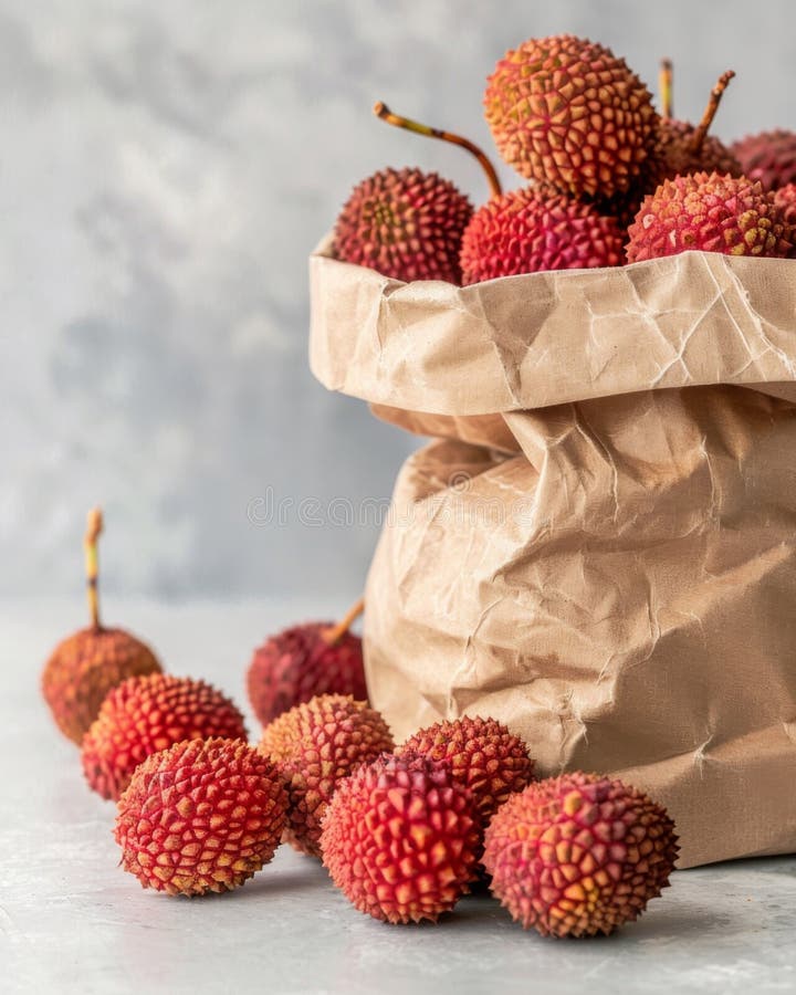 Ripe lychees in paper bag stock image. Image of fruit - 326823705