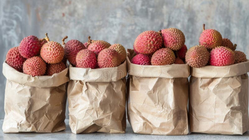 Ripe lychees in paper bag stock image. Image of lychees - 326823719