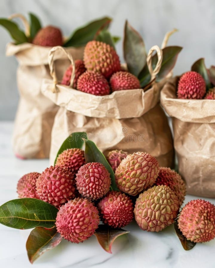 Ripe lychees in paper bag stock image. Image of nature - 326823735