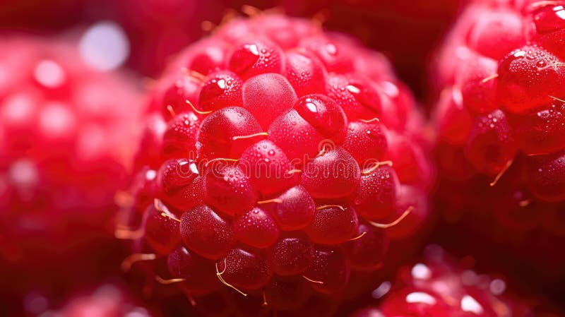 Ripe macro raspberry fruit stock illustration. Illustration of detail ...