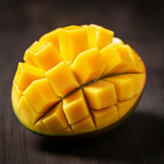 A Ripe Mango Cut in a Grid Pattern, Creating a "hedgehog" or "porcupine ...
