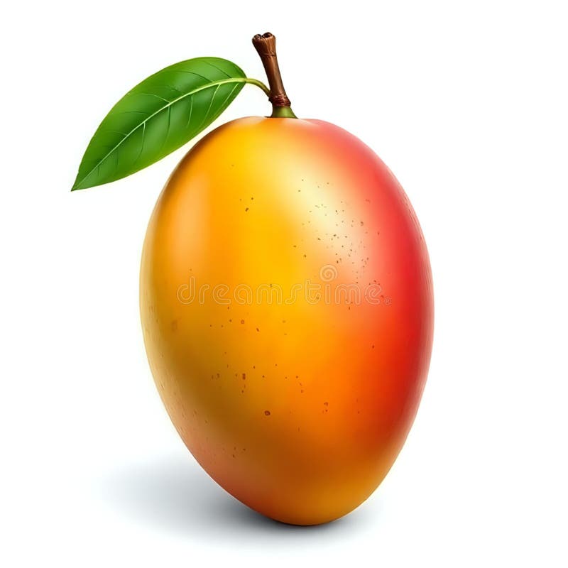 Ripe Mango with a Fresh Green Leaf Stock Image - Image of mango, ripe ...