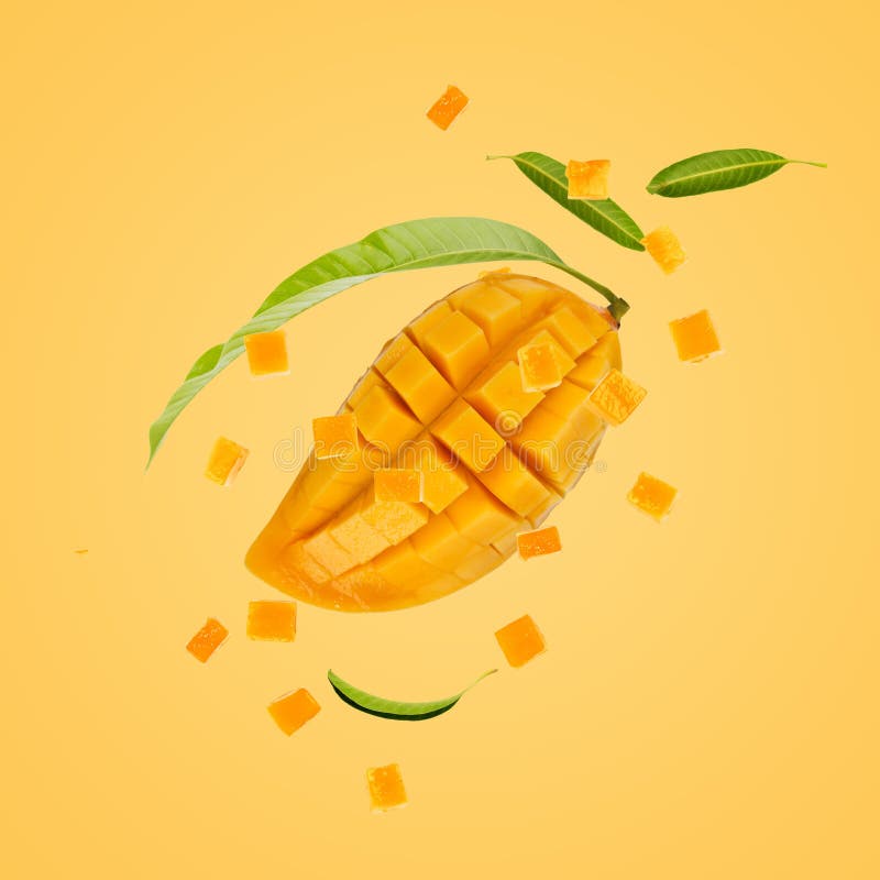 Ripe Mango Fruit Sliced with Cube and Green Leaves Stock Photo - Image ... Ripe Mango Fruit Sliced with Cube and Green Leaves Stock Photo - Image ...