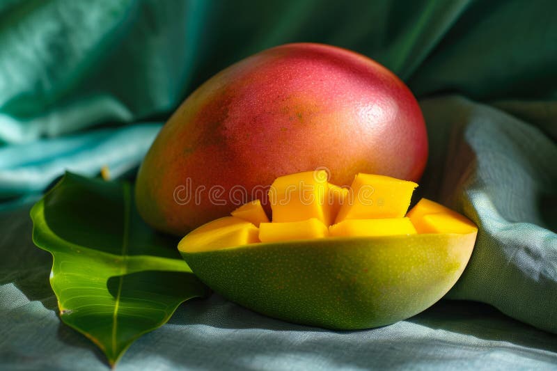 Ripe Mango with a Juicy Pulp and a Green Peel Stock Illustration ...