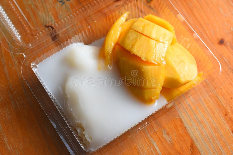 Ripe Mango with Sticky Rice in a Plastic Box Stock Photo - Image of ...