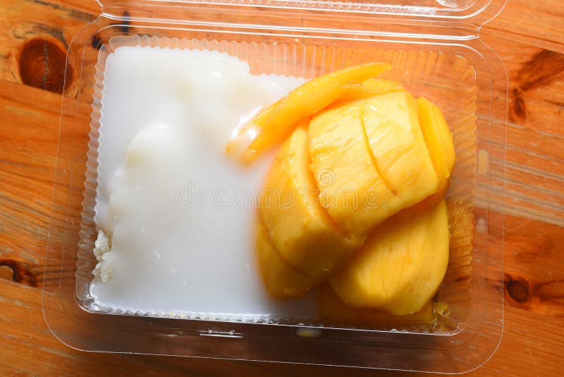 Ripe Mango with Sticky Rice in a Plastic Box Stock Image - Image of ...