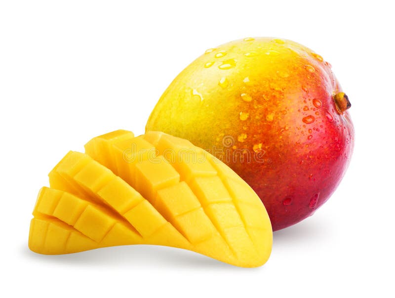 Ripe Mango with Water Drops Isolated Stock Image - Image of clipping ...