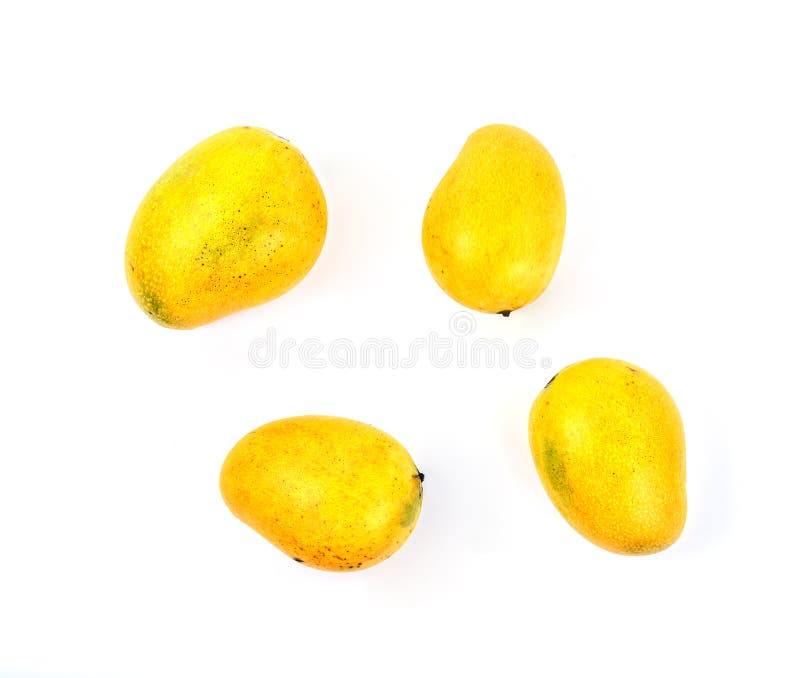 Ripe Mango on White Background. Tropical Fruit. Top View of Yellow ...