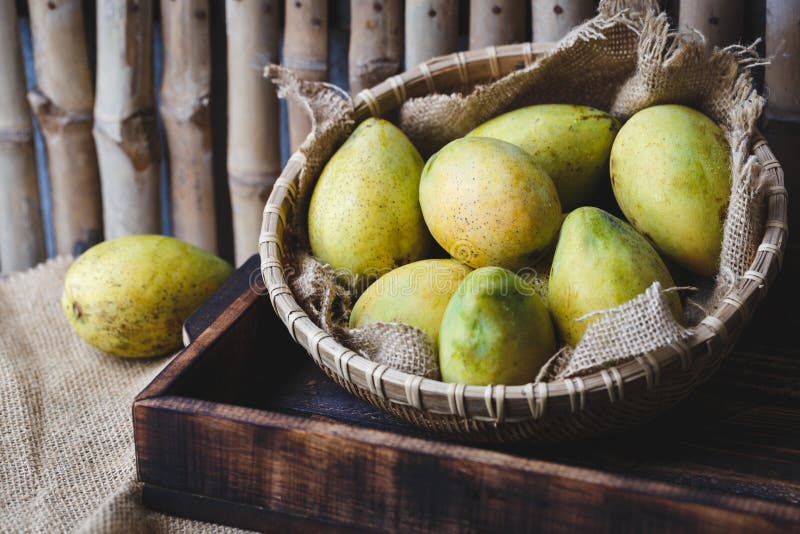 Ripe Mangoes stock image. Image of nature, rustic, board - 83699465
