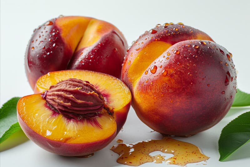 Ripe Nectarine Fruit Isolated on White Background, High Quality Image ...