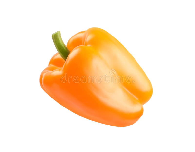 Ripe Orange Bell Pepper Isolated Stock Image - Image of paprika, color ...