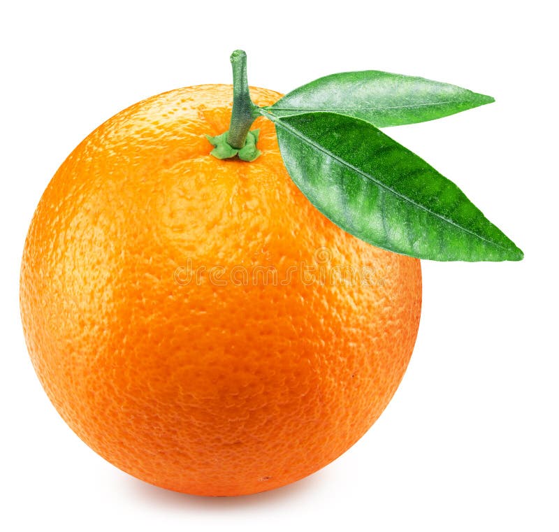 Ripe Orange and Its Half with Leaf. Stock Photo - Image of green ...