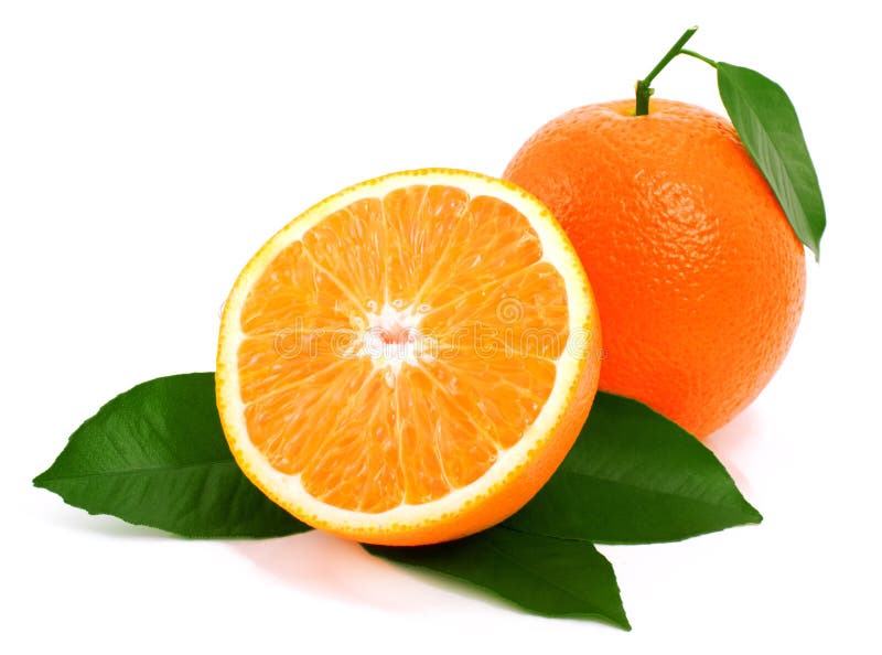 Ripe Oranges with Green Leaf. Stock Photo - Image of citrus, juicy ...