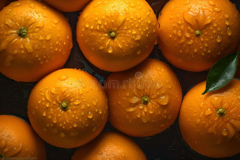 Ripe Oranges with Water Drops, Generative AI Stock Illustration ...