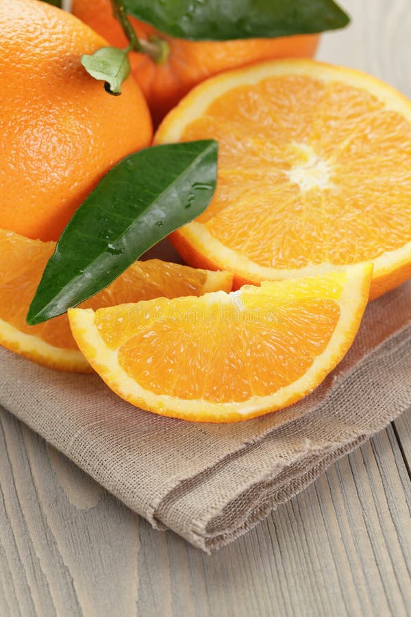 Ripe Oranges on Wooden Table Stock Image - Image of natural, tropical ...