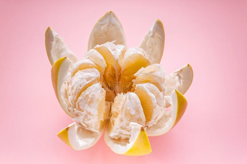 Ripe Pamelo Fruit on a Pink Background. Close Up Stock Image - Image of ...