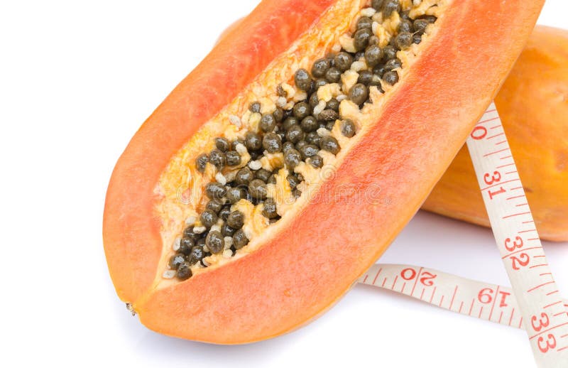 Ripe Papaya Isolated on White Stock Photo - Image of body, orange: 67351556