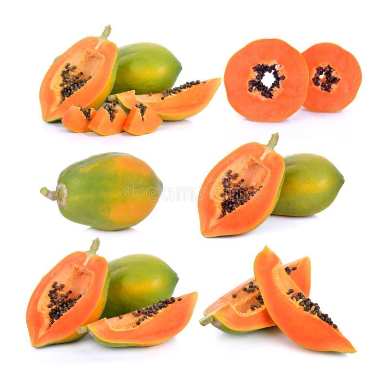 Ripe Papaya Isolated on a White Background Stock Photo - Image of color ...