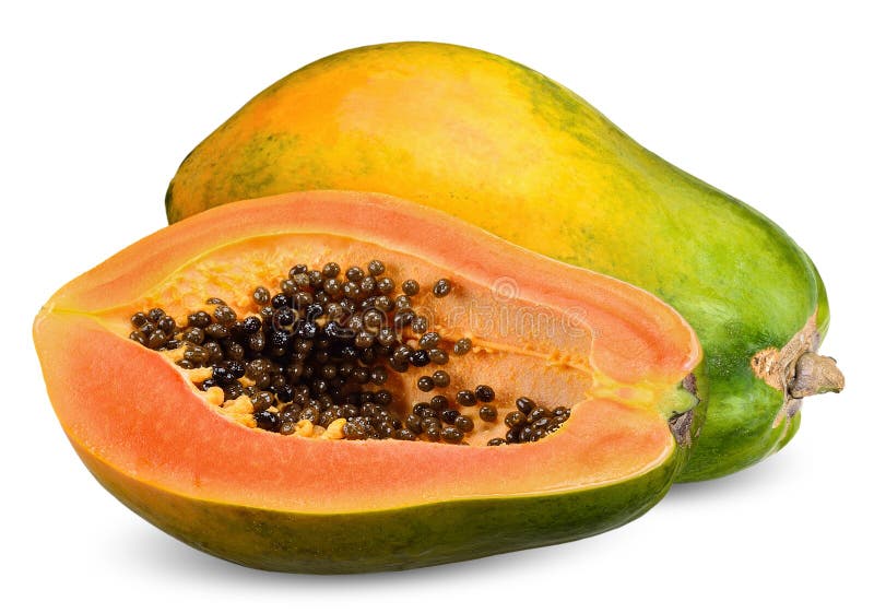 Ripe Papaya Isolated on White Clipping Path Stock Photo - Image of ...