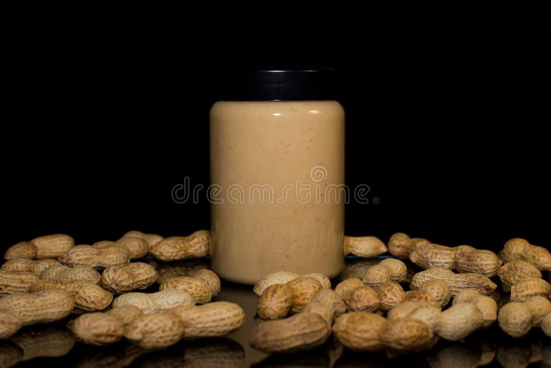 Ripe Peanuts in Husk and Jar with Peanutbutter Stock Image - Image of ...