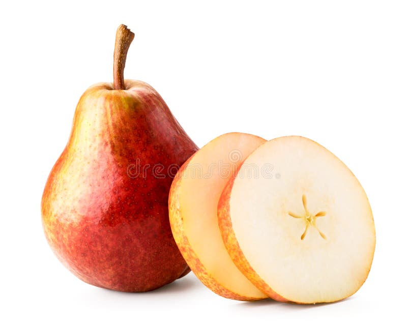 Ripe Pear and Sliced Pieces on a White, Isolated. Stock Image - Image ...