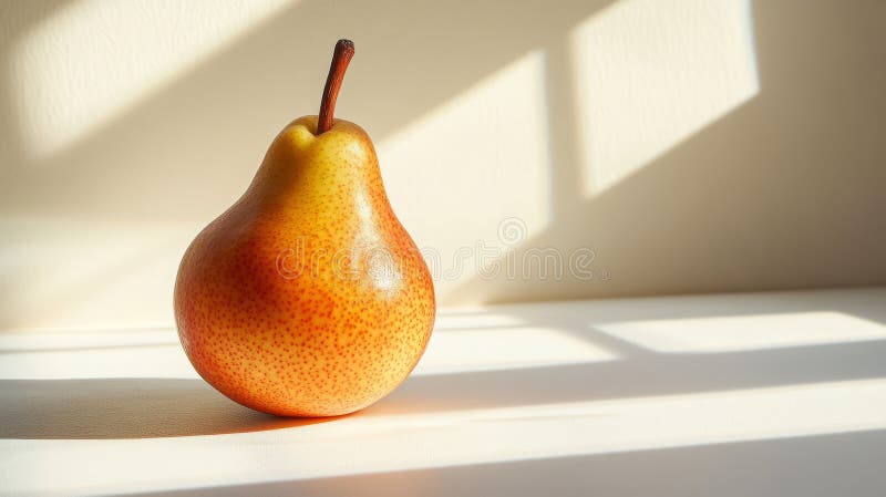 A Ripe Pear on a Sunlit Surface with Shadows. Stock Image - Image of ...